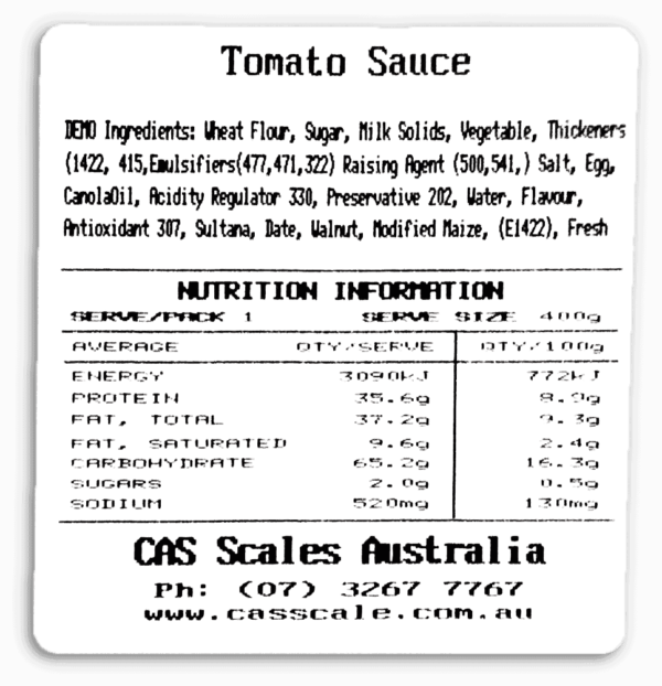 FREE Label Design Templates - CAS Scales Australia